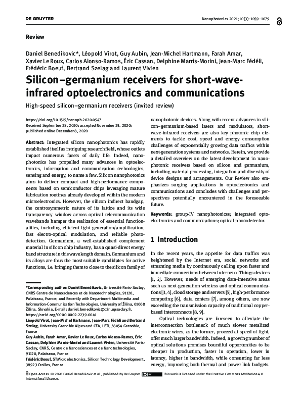 (PDF) Silicon–germanium receivers for short-wave-infrared ...