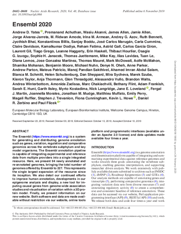 (PDF) Ensembl 2020