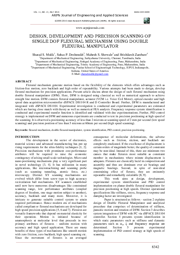 (PDF) Design , Development and Precision Scanning of Single Dof ...