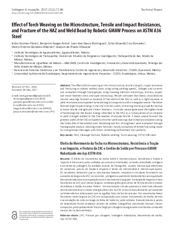 (PDF) Effect of Torch Weaving on the Microstructure, Tensile and Impact ...