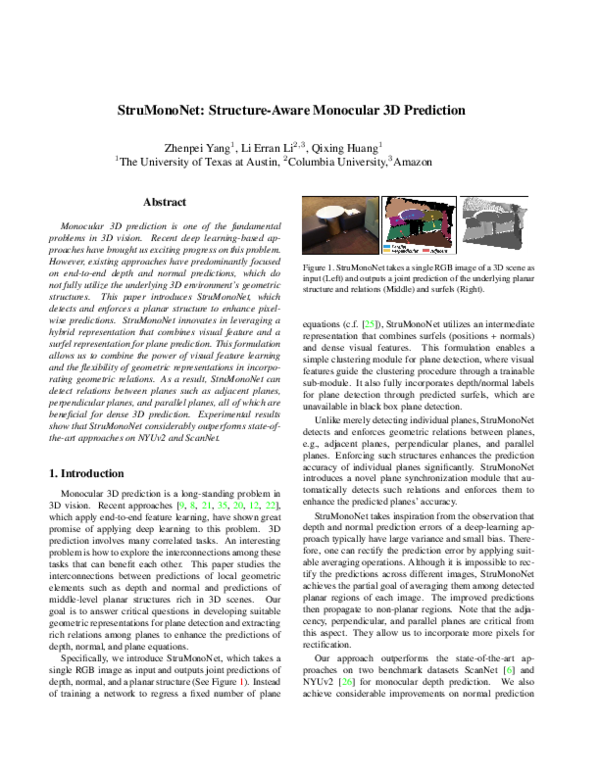 (PDF) StruMonoNet: Structure-Aware Monocular 3D Prediction | Qixing ...