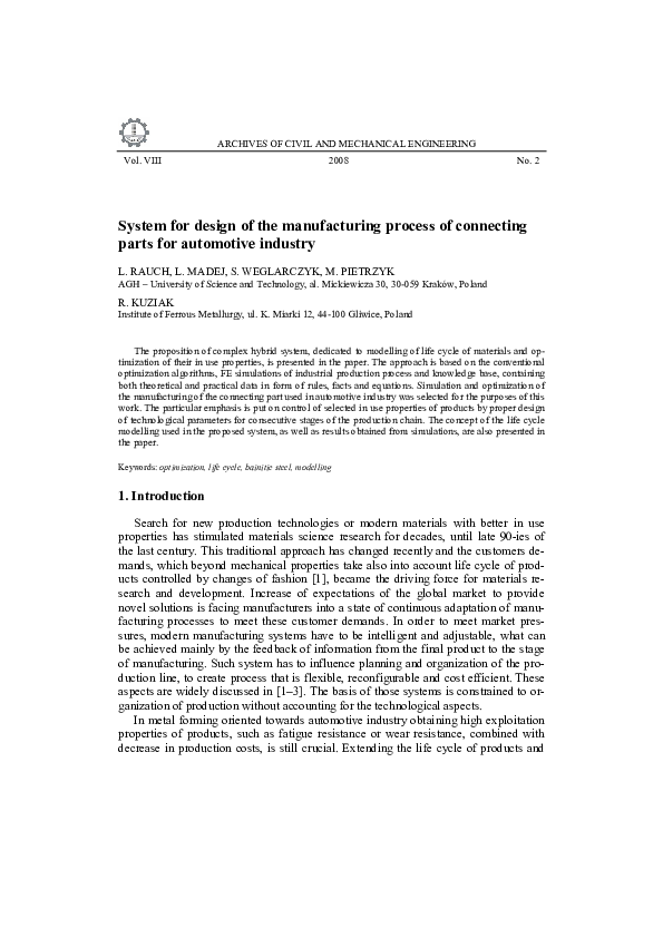 (PDF) System for design of the manufacturing process of connecting ...