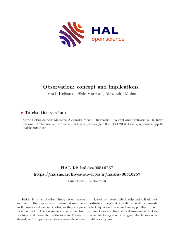 (PDF) Observation: concept and implications