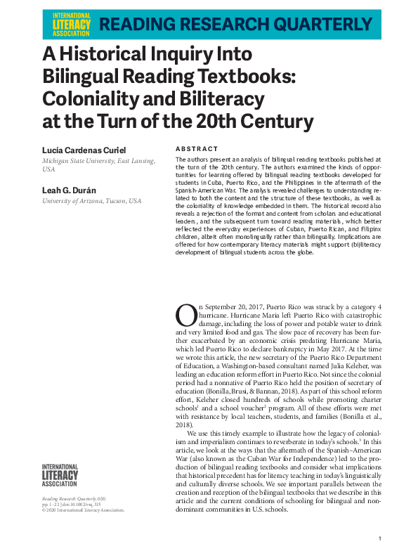 (PDF) A Historical Inquiry Into Bilingual Reading Textbooks ...