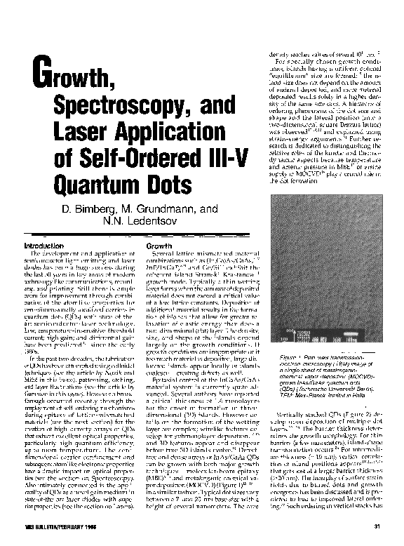 (PDF) Growth, Spectroscopy, and Laser Application of Self-Ordered III-V Quantum Dots