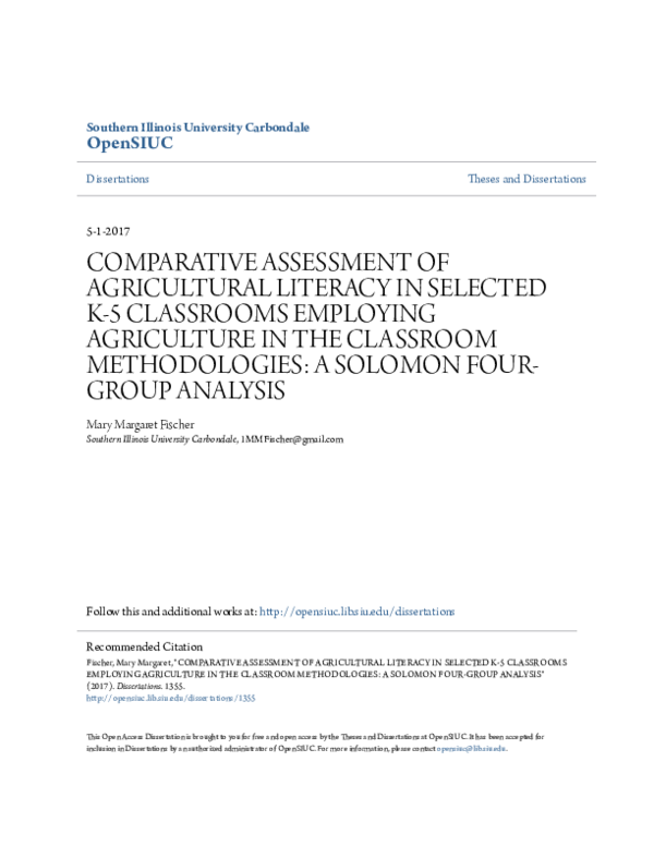 (PDF) Comparative Assessment of Agricultural Literacy in Selected K-5 ...