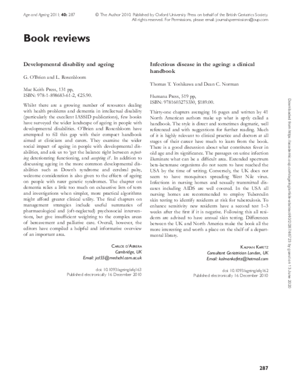 (PDF) Infectious disease in the ageing: a clinical handbook