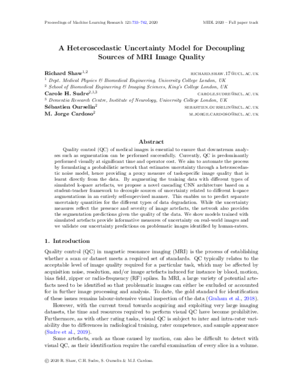 (PDF) A Heteroscedastic Uncertainty Model for Decoupling Sources of MRI Image Quality