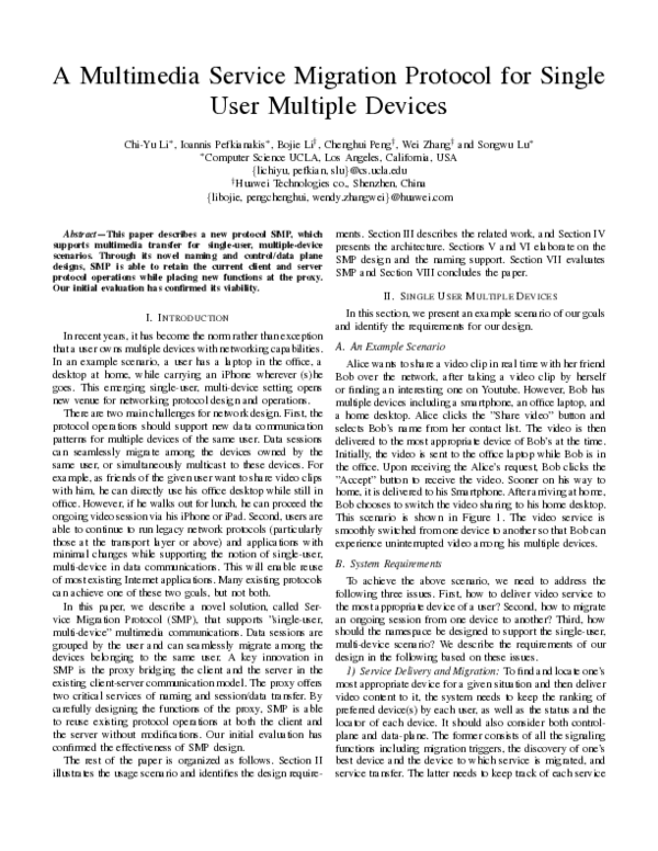 (PDF) A multimedia service migration protocol for single user multiple ...