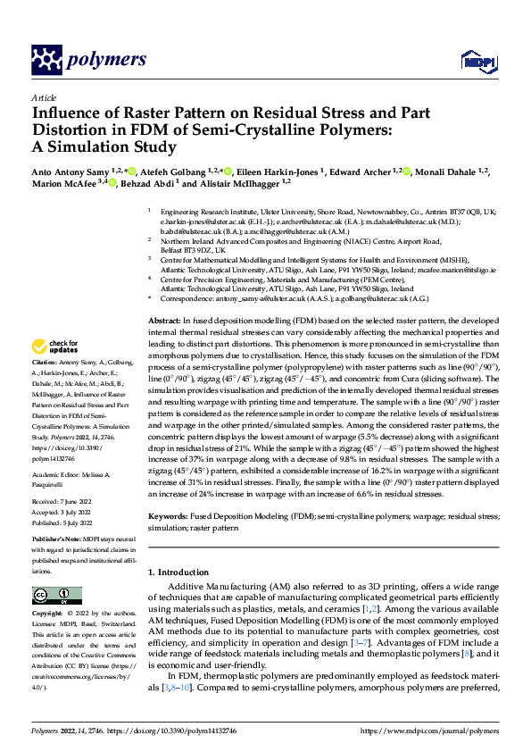 (PDF) Influence of Raster Pattern on Residual Stress and Part Distortion in FDM of Semi ...
