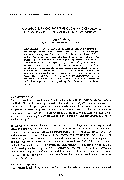 (PDF) A finite-element model of artificial recharge with an impedance ...
