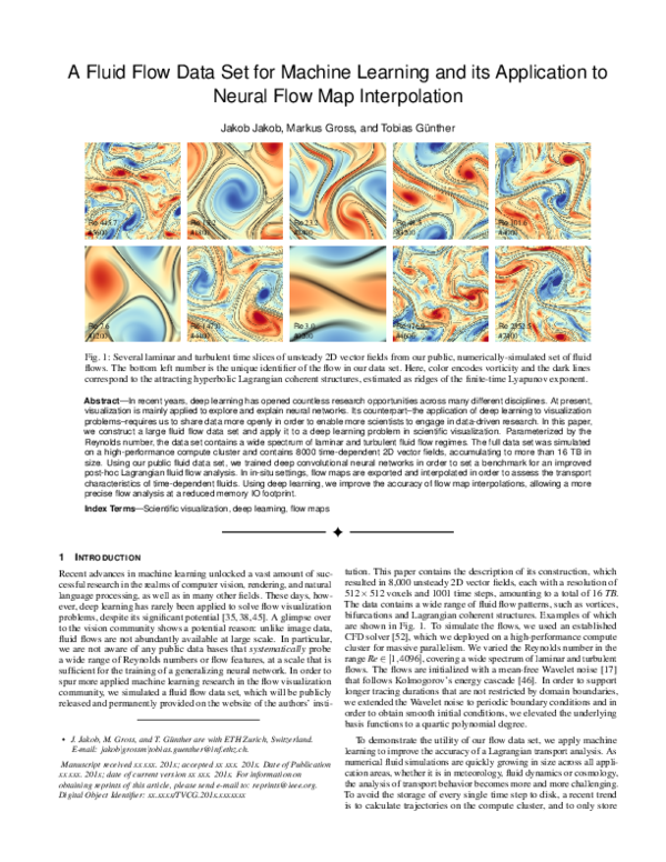 (PDF) A Fluid Flow Data Set for Machine Learning and its Application to ...