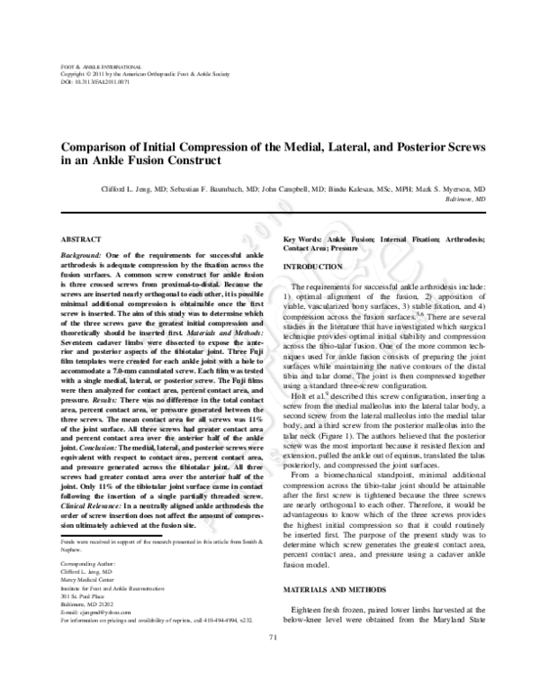 (PDF) Comparison of Initial Compression of the Medial, Lateral, and ...