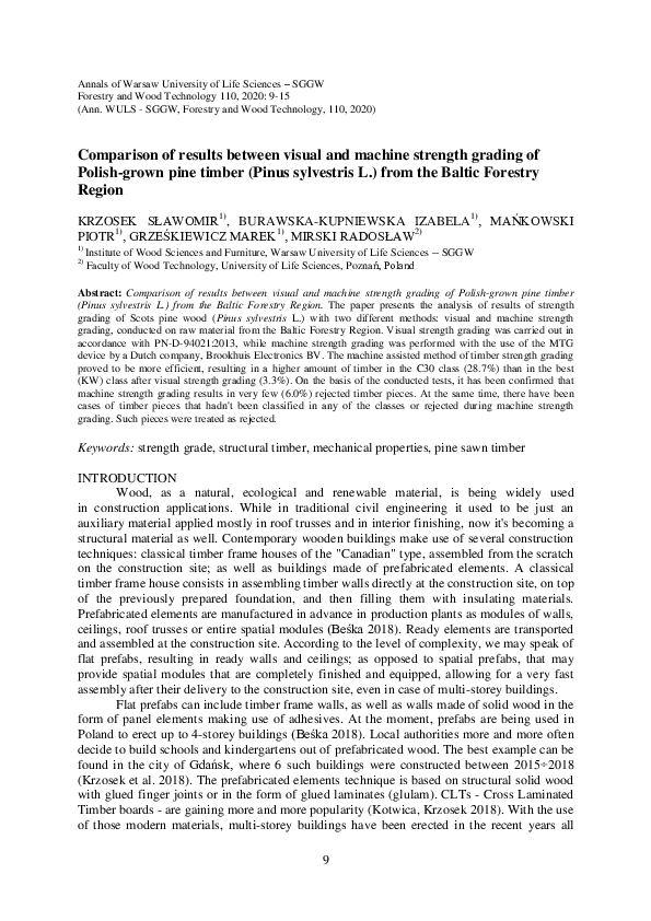 (PDF) Comparison of results between visual and machine strength grading ...