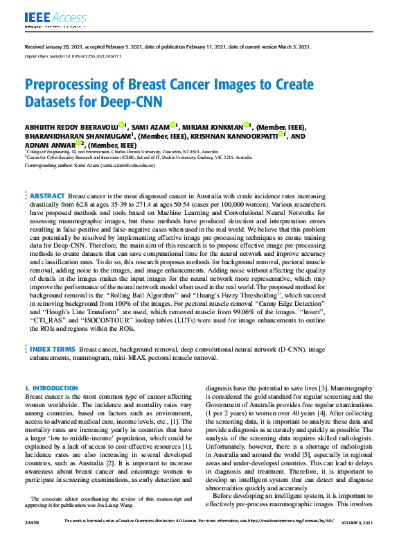 (PDF) Preprocessing of Breast Cancer Images to Create Datasets for Deep-CNN