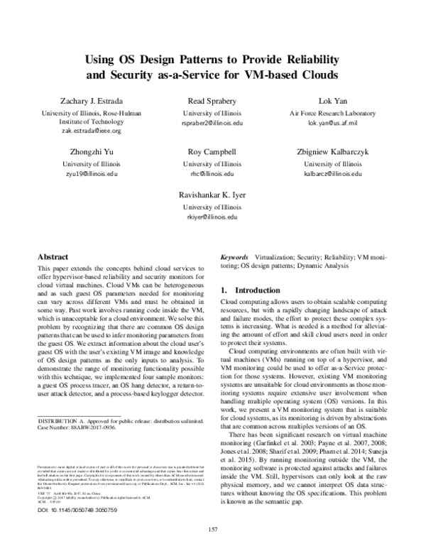 (PDF) Using OS Design Patterns to Provide Reliability and Security as-a-Service for VM-based Clouds