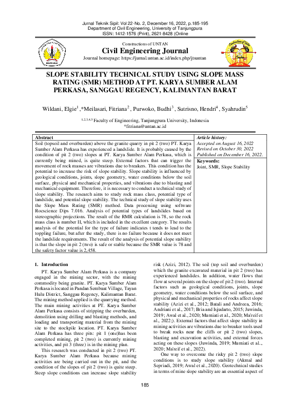 (PDF) Slope Stability Technical Study Using Slope Mass Rating (SMR ...