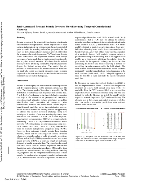 Pdf Semi Automated Prestack Seismic Inversion Workflow Using Temporal Convolutional Networks