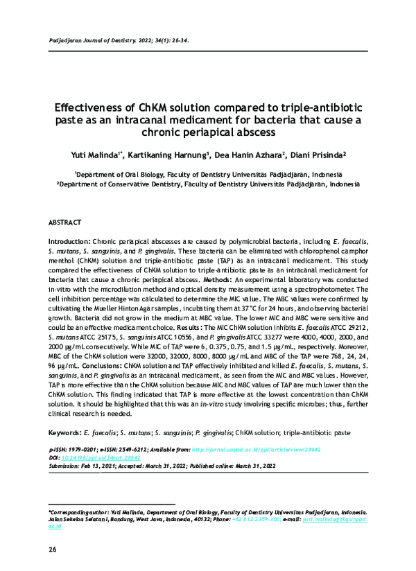 (PDF) Effectiveness of ChKM solution compared to triple-antibiotic ...