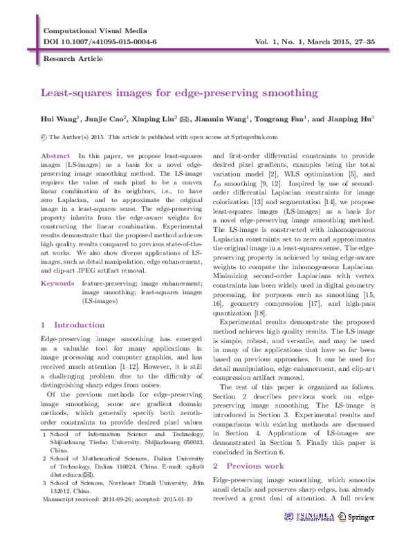 (PDF) Least-squares images for edge-preserving smoothing | Junjie Cao - Academia.edu