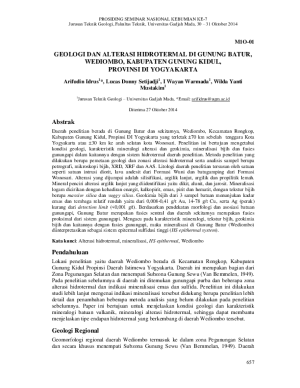 (PDF) Geologi Dan Alterasi Hidrotermal DI Gunung Batur,Wediombo ...