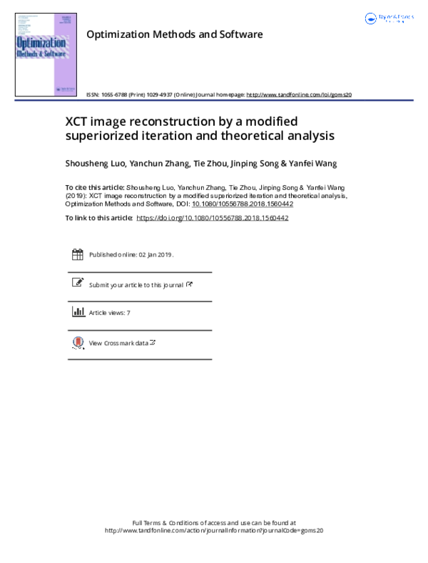 (PDF) XCT image reconstruction by a modified superiorized iteration and theoretical analysis