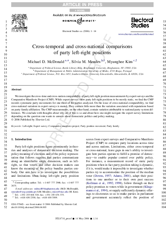 (PDF) Cross-temporal and cross-national comparisons of party left-right ...