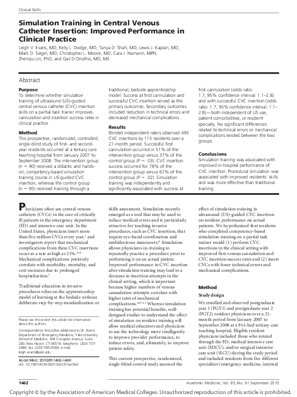 (PDF) Simulation Training in Central Venous Catheter Insertion ...