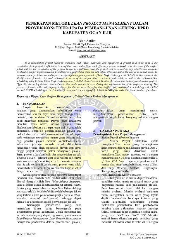 (PDF) Penerapan Metode Lean Project Management Dalam Proyek Konstruksi ...