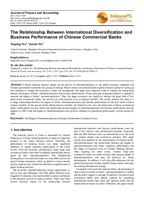 (PDF) The relationship between international diversification and ...