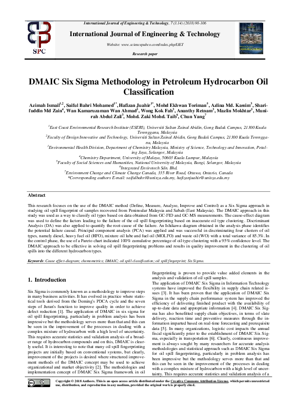 (PDF) DMAIC Six Sigma Methodology in Petroleum Hydrocarbon Oil ...