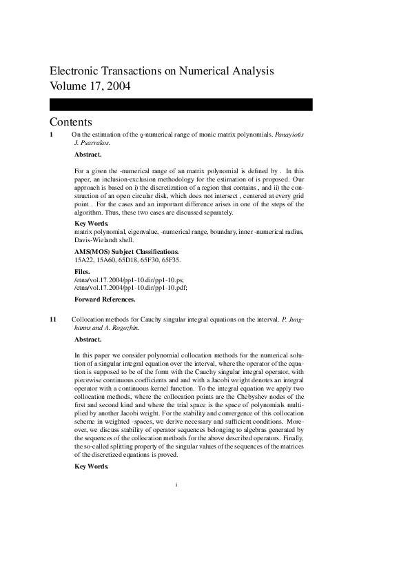 (PDF) Electronic Transactions on Numerical Analysis