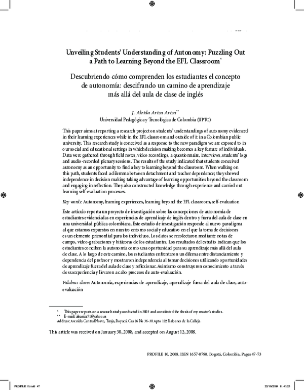 (PDF) Unveiling Students' Understanding of Autonomy: Puzzling Out a ...