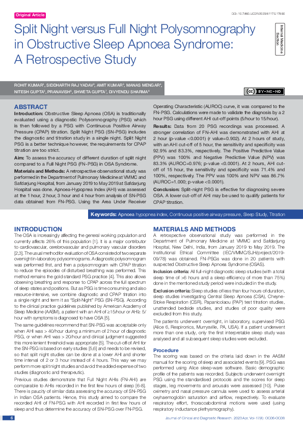 (PDF) Split Night versus Full Night Polysomnography Section in ...