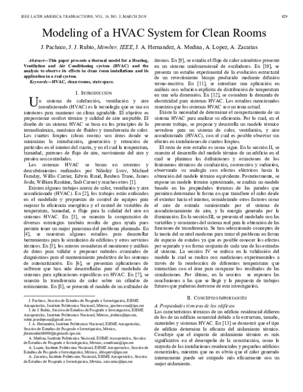 (PDF) Modeling of a HVAC system for clean rooms