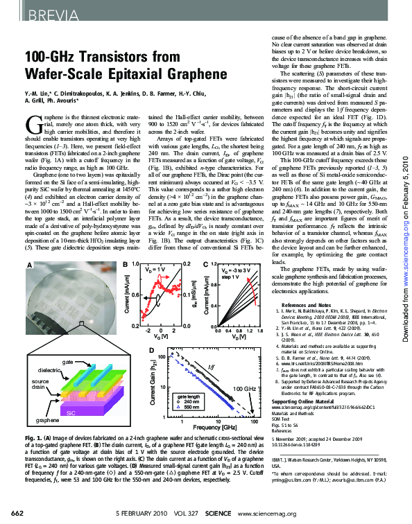 (PDF) 100-GHz Transistors from Wafer-Scale Epitaxial Graphene