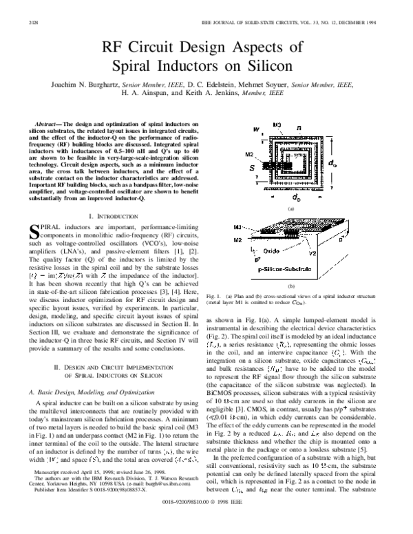 (PDF) RF circuit design aspects of spiral inductors on silicon