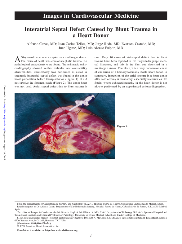 (PDF) Interatrial Septal Defect Caused by Blunt Trauma in a Heart Donor
