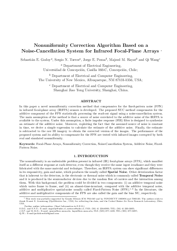 Pdf Nonuniformity Correction Algorithm Based On A Noise Cancellation System For Infrared Focal
