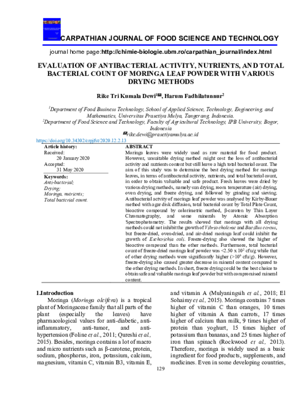 (PDF) EVALUATION OF ANTIBACTERIAL ACTIVITY, NUTRIENTS, AND TOTAL ...