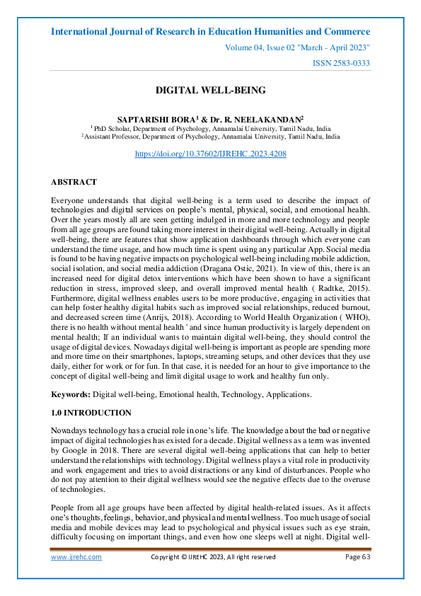 (PDF) Digital Well-Being