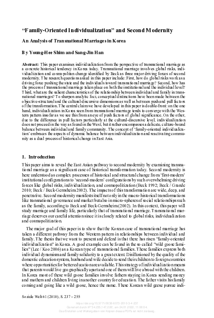 (PDF) Family-Oriented Individualization and Second Modernity