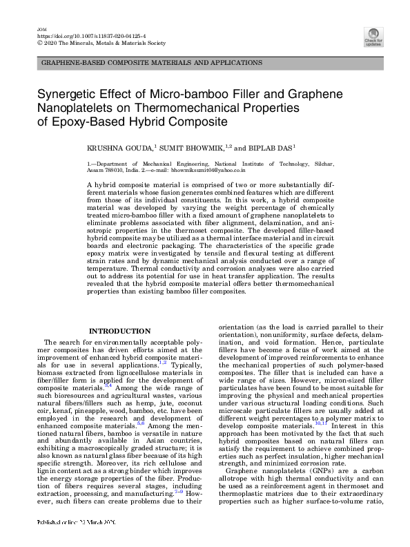 (PDF) Hybrid Composite: Micro-Bamboo and Graphene