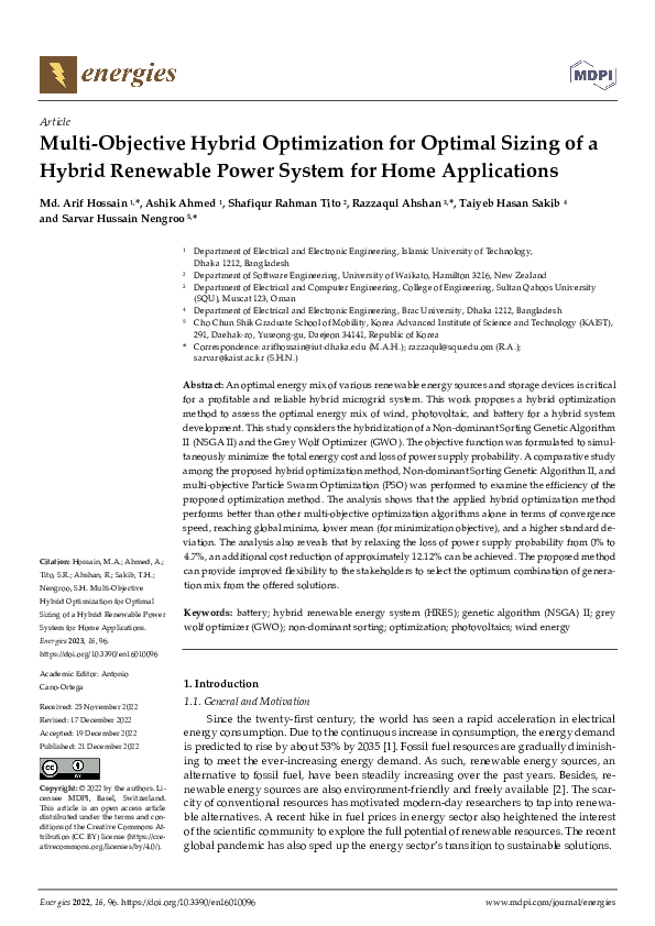 (PDF) Multi-Objective Hybrid Optimization for Optimal Sizing of a Hybrid Renewable Power System ...