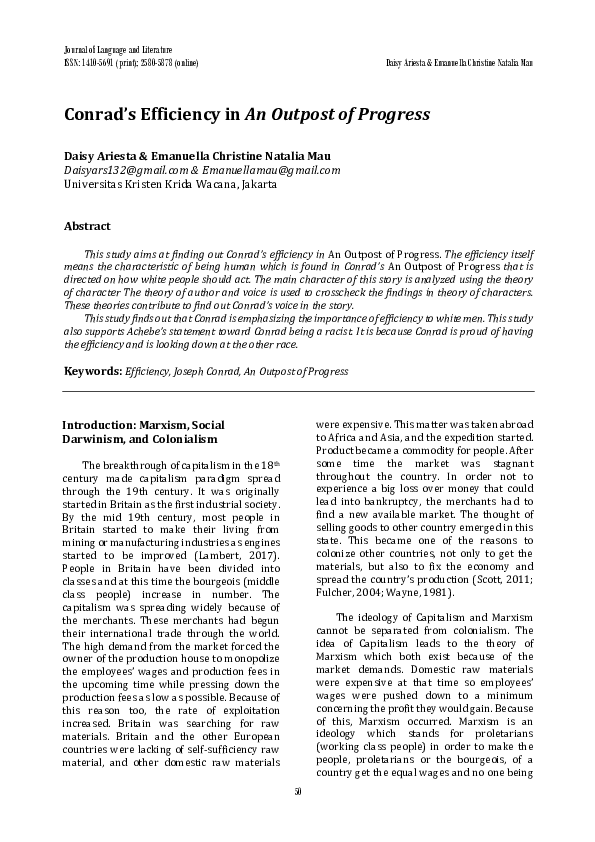 (PDF) Conrad’s Efficiency in an Outpost of Progress