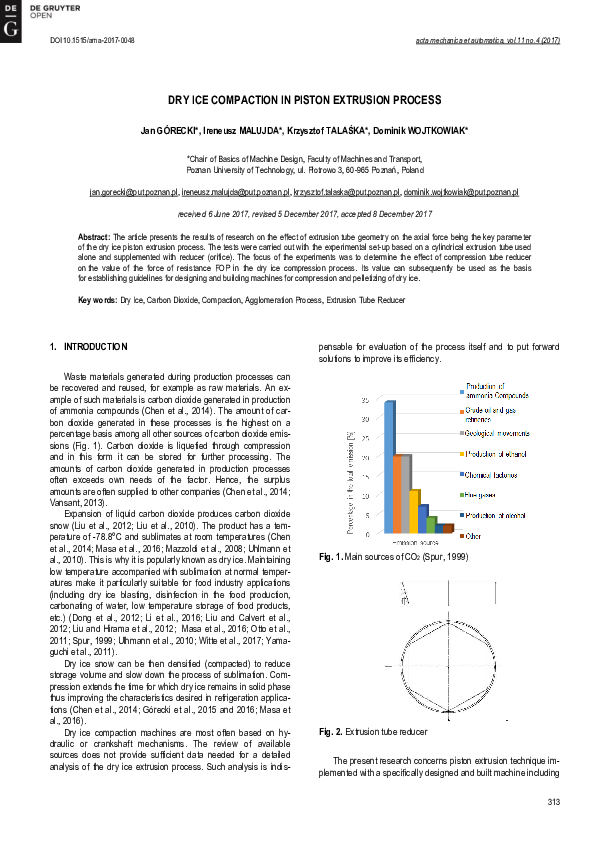 (PDF) Dry Ice Compaction in Piston Extrusion Process