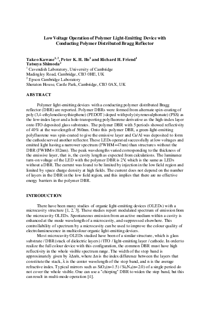 (PDF) Low Voltage Operation of Polymer Light-Emitting Device with ...