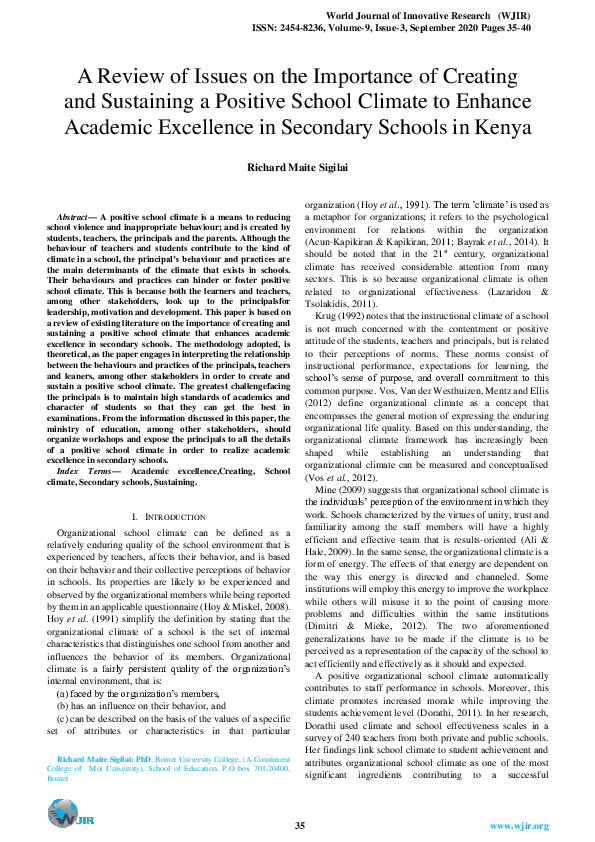 (PDF) A Review of Issues on the Importance of Creating and Sustaining a ...