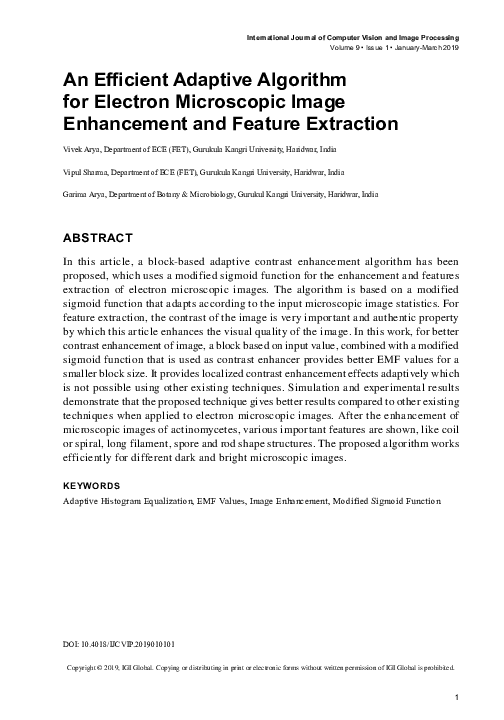 (PDF) An Efficient Adaptive Algorithm for Electron Microscopic Image Enhancement and Feature ...