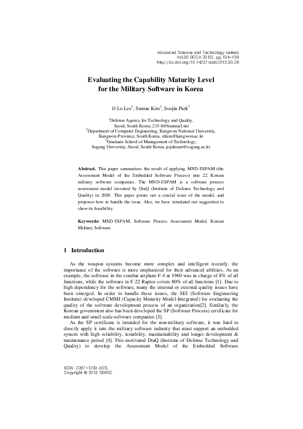 (PDF) Evaluating the Capability Maturity Level for the Military ...